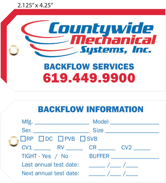 Custom Backflow Inspection Tags