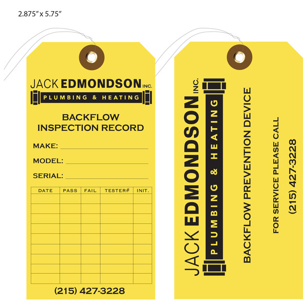 Custom Backflow Inspection Tags