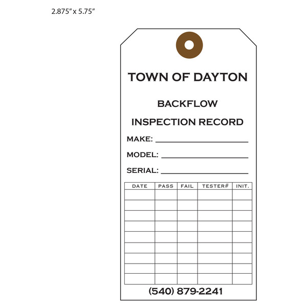 Custom Backflow Inspection Tags