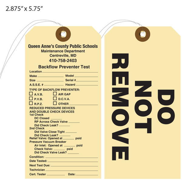 Custom Backflow Inspection Tags | St. Louis Tag