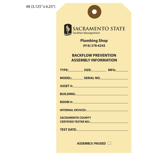 Custom Backflow Inspection Tags