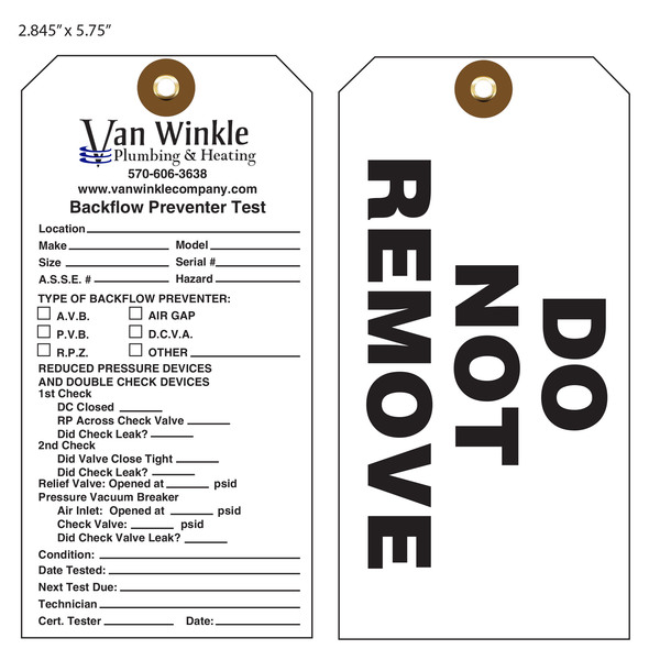 Custom Backflow Inspection Tags