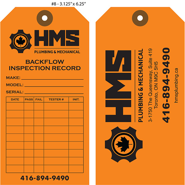 Custom Backflow Inspection Tags