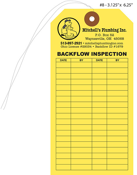 Custom Backflow Inspection Tags
