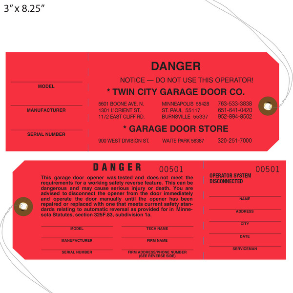 Custom Printed Danger Hang Tags | St. Louis Tag
