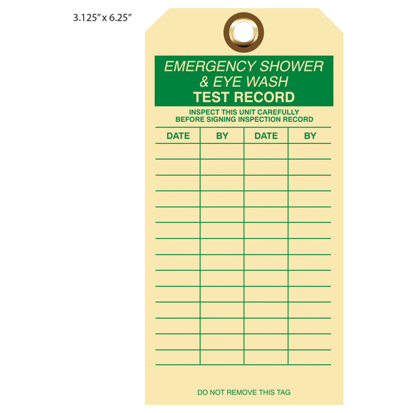 Custom Eyewash Inspection Hang Tags | St. Louis Tag