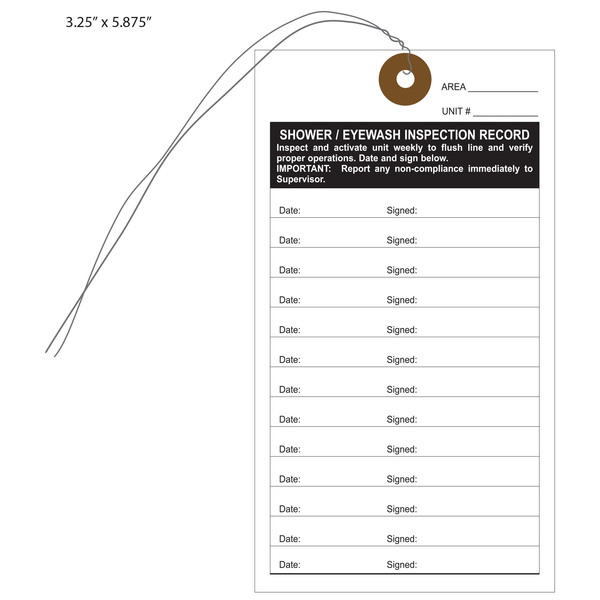 Custom Eyewash Inspection Hang Tags | St. Louis Tag