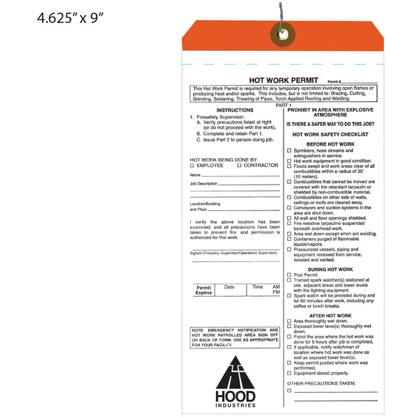 Custom Hot Work Permit Tags | St. Louis Tag