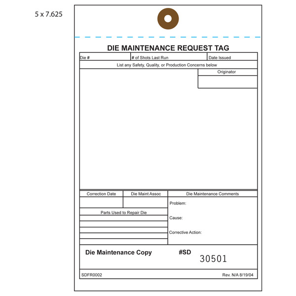 Custom Maintenance Record Hang Tags | St. Louis Tag