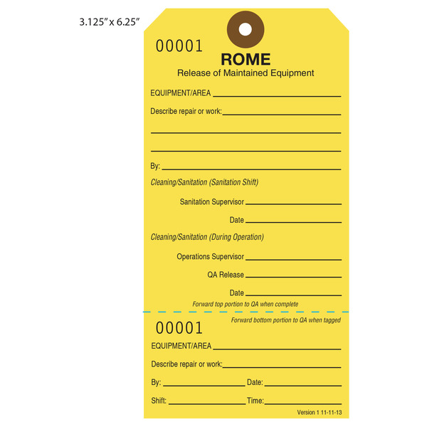 Custom Printed Maintenance Record Hang Tags | St. Louis Tag