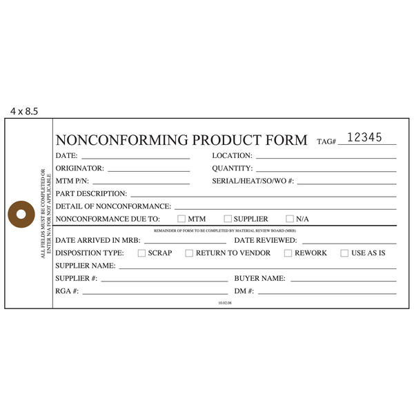 Custom Non-Conformance Hang Tags | St. Louis Tag