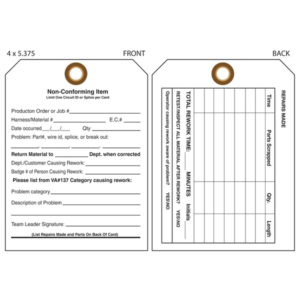 Custom Non-Conformance Hang Tags | St. Louis Tag
