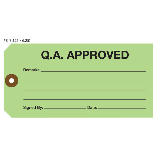 Custom Printed Q.A. Quality Audit Approved Hang Tags | St. Louis Tag