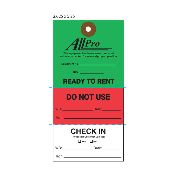 Custom Ready to Rent & Equipment Rental Tags