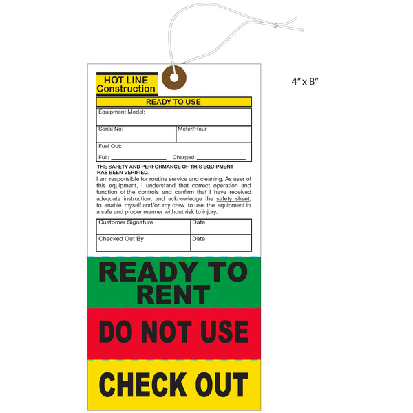 Custom Ready to Rent & Equipment Rental Tags