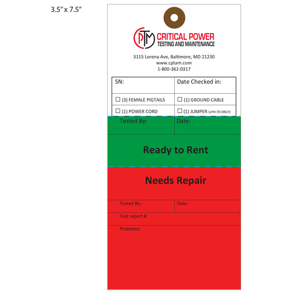 Custom Ready to Rent & Equipment Rental Tags
