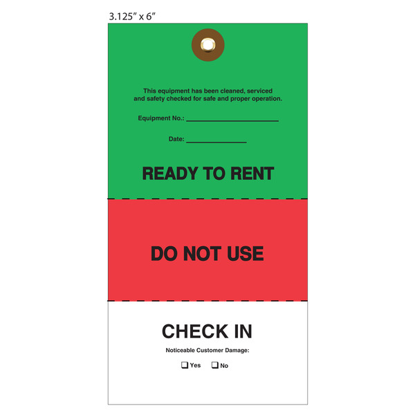 Custom Ready to Rent & Equipment Rental Tags