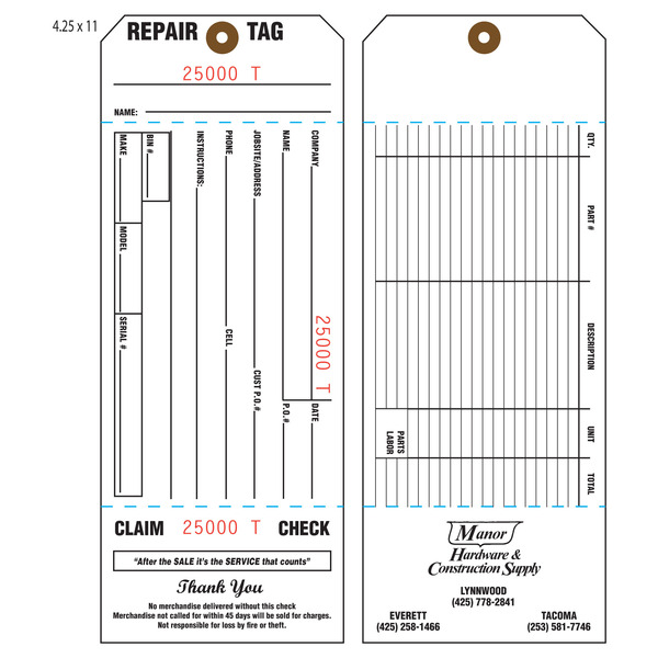 Custom Repair Tags | St. Louis Tag