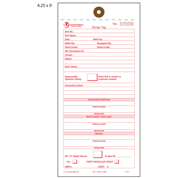 Custom Scrap Hang Tags | St. Louis Tag