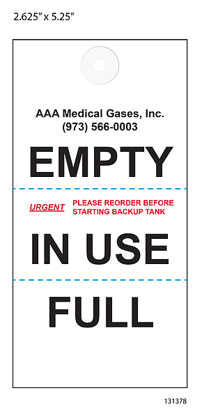 Empty, In-Use, Full Gas Cylinder Tags | Custom Hang Tags