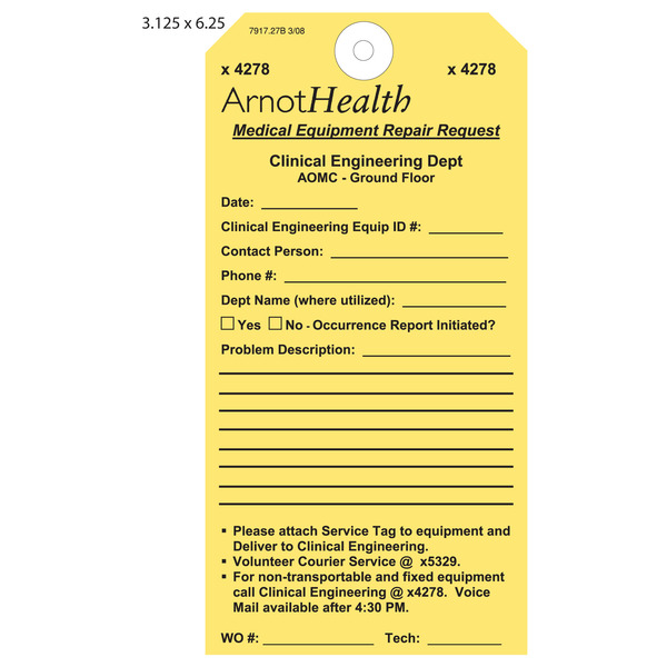 Custom Medical Device & Equipment Tags | St. Louis Tag